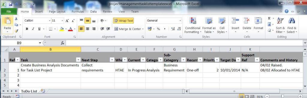 Create A Task List Spreadsheet In Excel